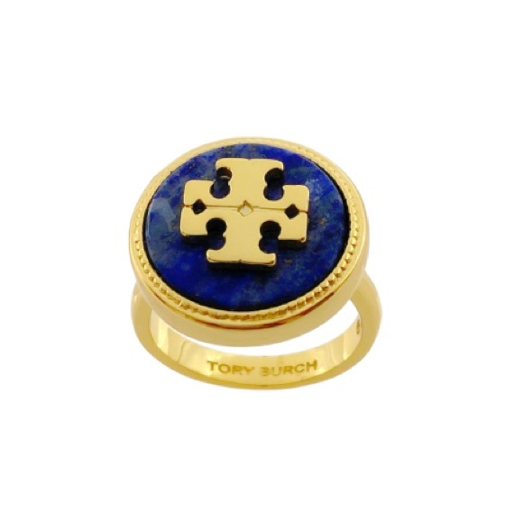 Tory Burch | Jewelry | Tory Burch Semiprecious Lapis Emblem Ring | Poshmark